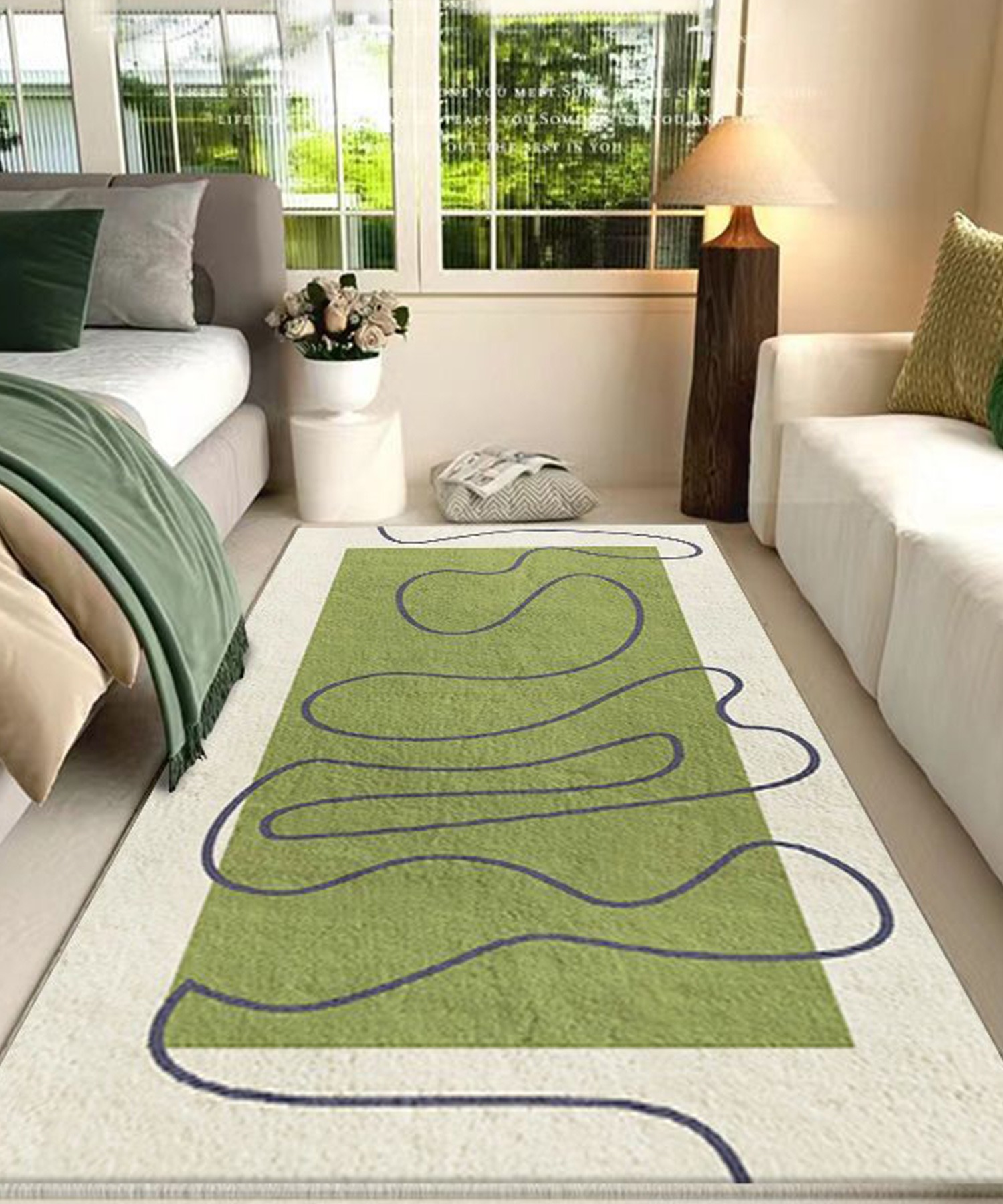 【グリーン4】aimoha homeぐリーン系手描き風ラグ カーペット[品番：XT000010013]｜aimoha （アイモハ）のファッション通販｜SHOPLIST（ショップリスト）