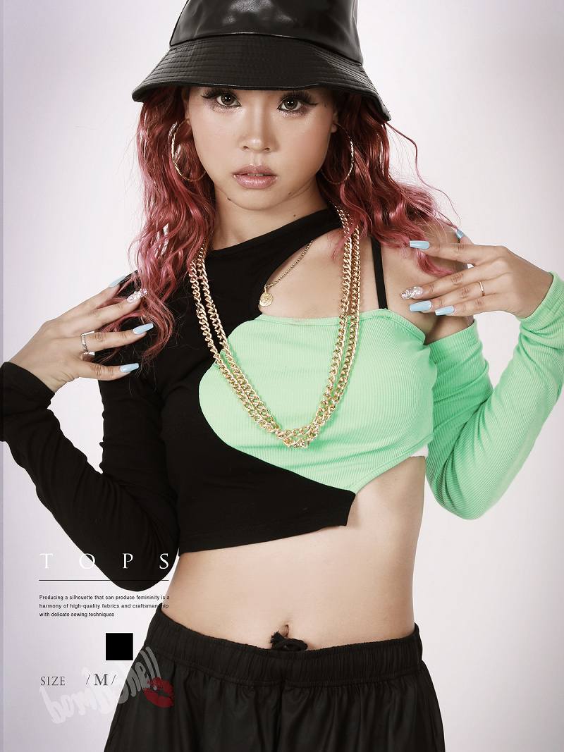 半袖カットソー バイカラー アシンメトリー[品番：RV000010530]｜bombshell（ボムシェル）のレディースファッション通販｜SHOPLIST（ショップリスト）