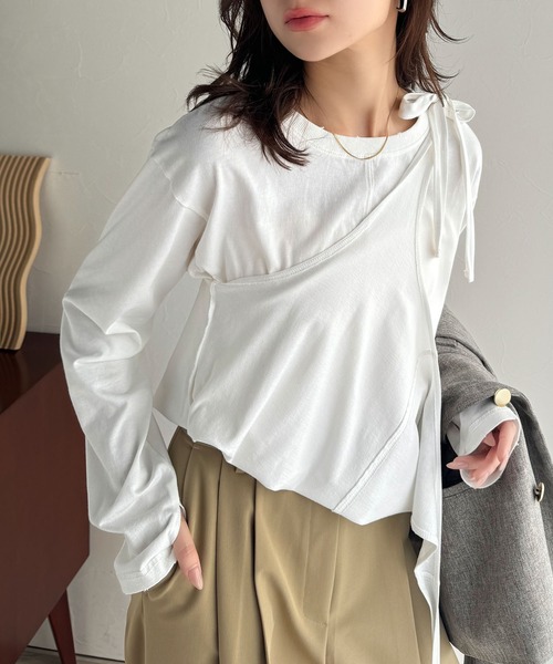 着映え感が叶うデザイン!綿100%マルチウェイ重ね着風フィンガーホールカットソー…[品番：WZ000005742]｜Classical Elf （クラシカルエルフ）のレディースファッション通販 ...
