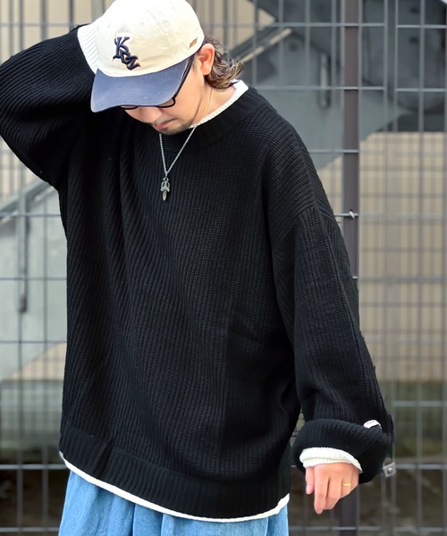 《JaVaジャバ コラボ》重ね着風ローゲージオーバーサイズニット[品番：WZ000004563]｜Classical Elf Men（クラシカルエルフ メン）のメンズファッション通販 ...