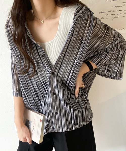 《JaVa ジャバコラボ》大人の上級見え。レース開襟シャツ[品番：WZ000004482]｜Classical Elf （クラシカルエルフ）のレディースファッション通販｜SHOPLIST ...