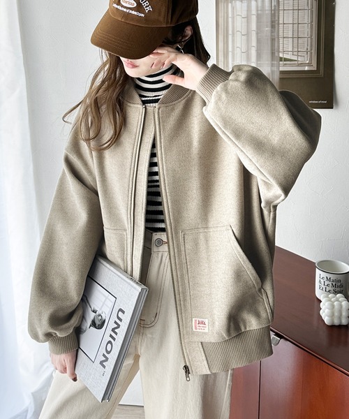 《Javaジャバコラボ》ゆったりシルエットが旬なライトメルトンライクブルゾン[品番：WZ000004646]｜Classical Elf （クラシカルエルフ）のレディースファッション通販 ...