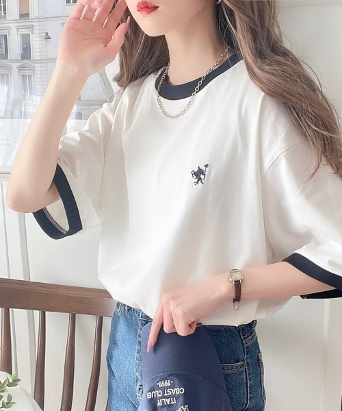 《Javaジャバコラボ》大人の上質Tシャツ。オーガニックコットンリンガーTEE[品番：WZ000004998]｜Classical Elf （クラシカルエルフ）のレディースファッション通販 ...