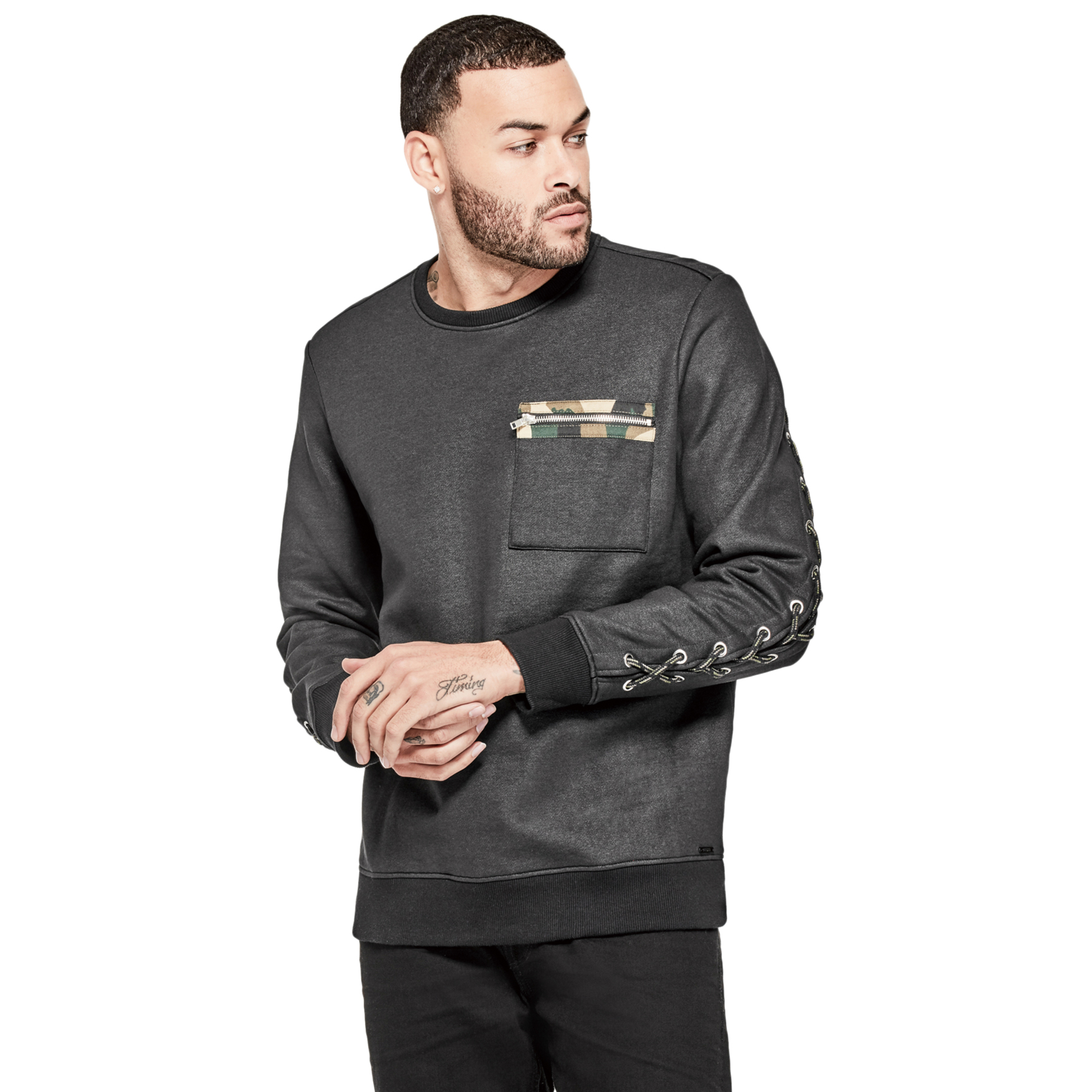[GUESS] LOGAN COATED LACE UP CREW SWEAT[品番：GUEW0001920]｜GUESS【MEN】（ゲス）の ...