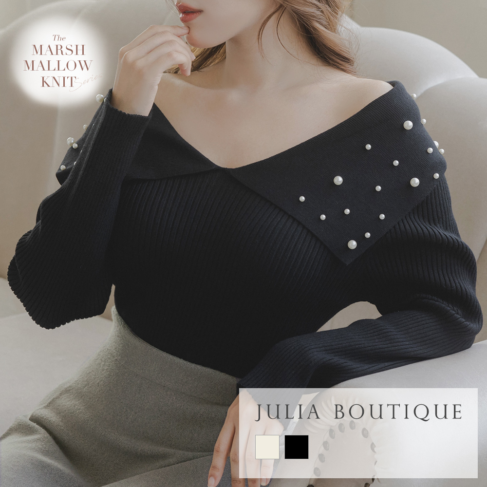 パール付きデコルテオープンニットトップス/23543[品番：BA000005601]｜JULIA BOUTIQUE（ジュリアブティック）のレディースファッション通販｜SHOPLIST（ショップリスト）