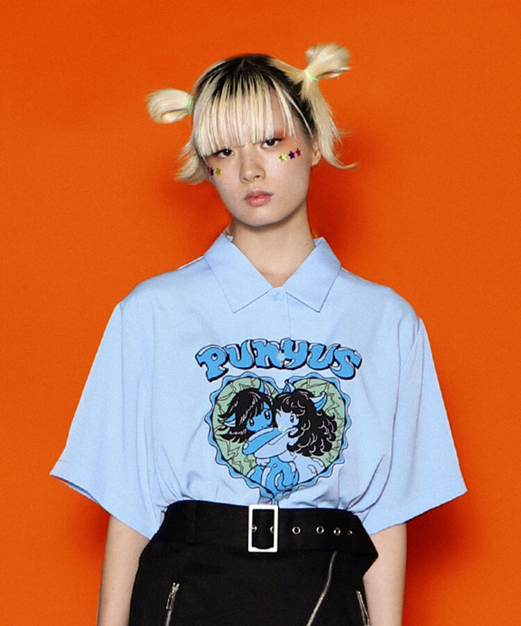 【サックス】Girlsシャツ[品番：PNYW0004446]｜PUNYUS （プニュズ）のレディースファッション通販｜SHOPLIST（ショップリスト）